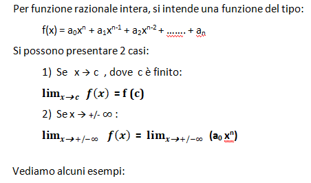Limite delle funzioni razionali intere - esercizi svolti di matematica